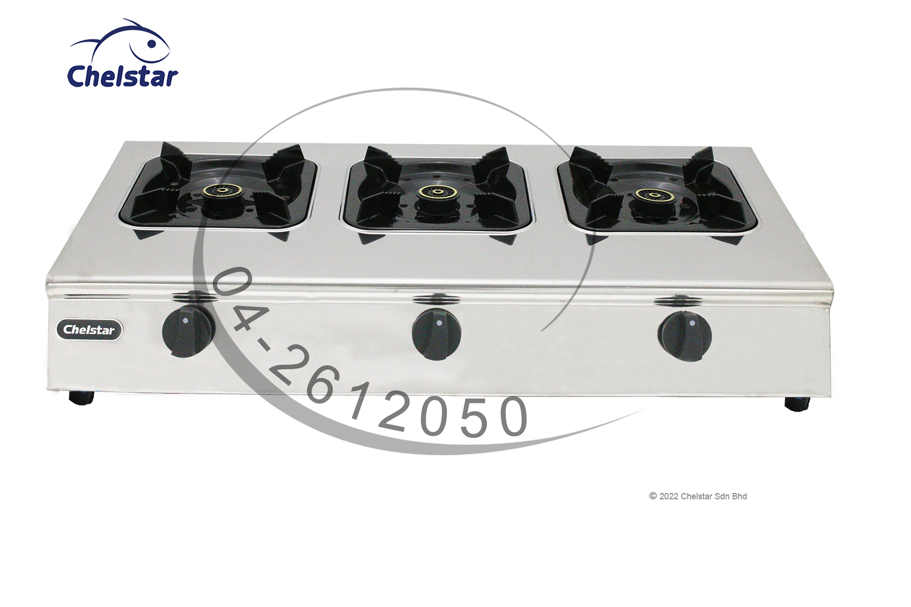 Chelstar Stainless Steel Three Burner Tabletop Gas Cooker Stove (CGC ...